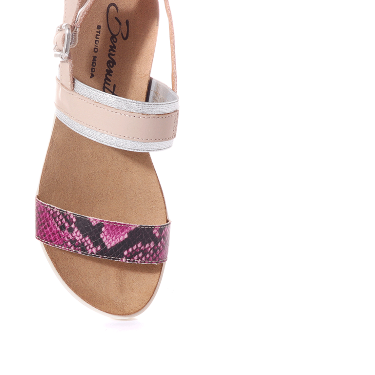 Benvenuti Sandale copii Benvenuti fucsia din piele snake print ...