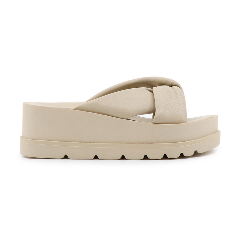 Benvenuti Saboți femei Benvenuti bej din piele cu platformă ...