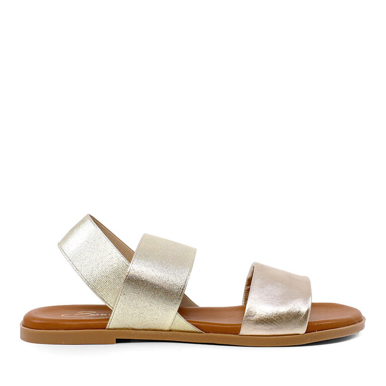 Benvenuti Sandale pe talpă joasă femei Benvenuti aurii din piele și ...