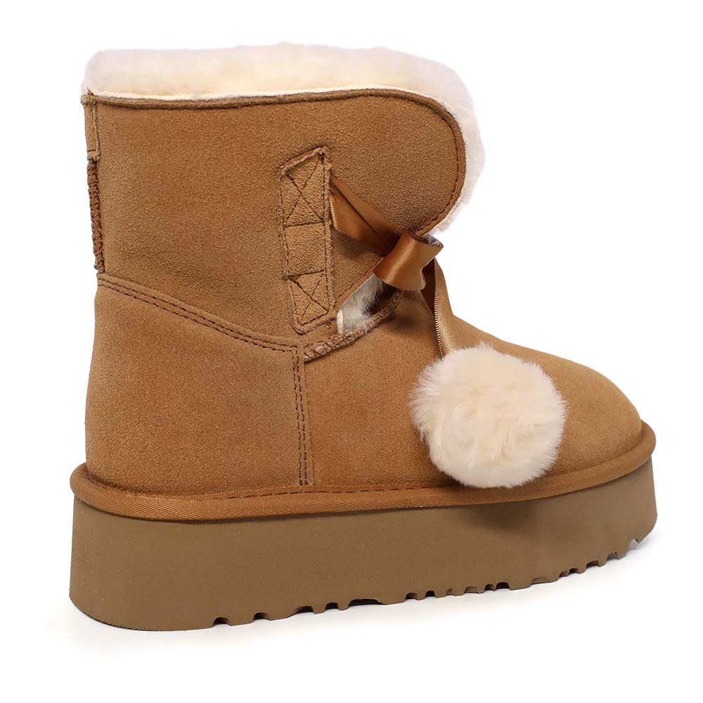 Benvenuti Ghete cu blană naturală fete Benvenuti cognac din piele ...