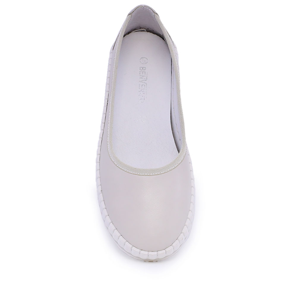 Benvenuti Balerini flexibili femei Benvenuti albi din piele 519DP6489A ...