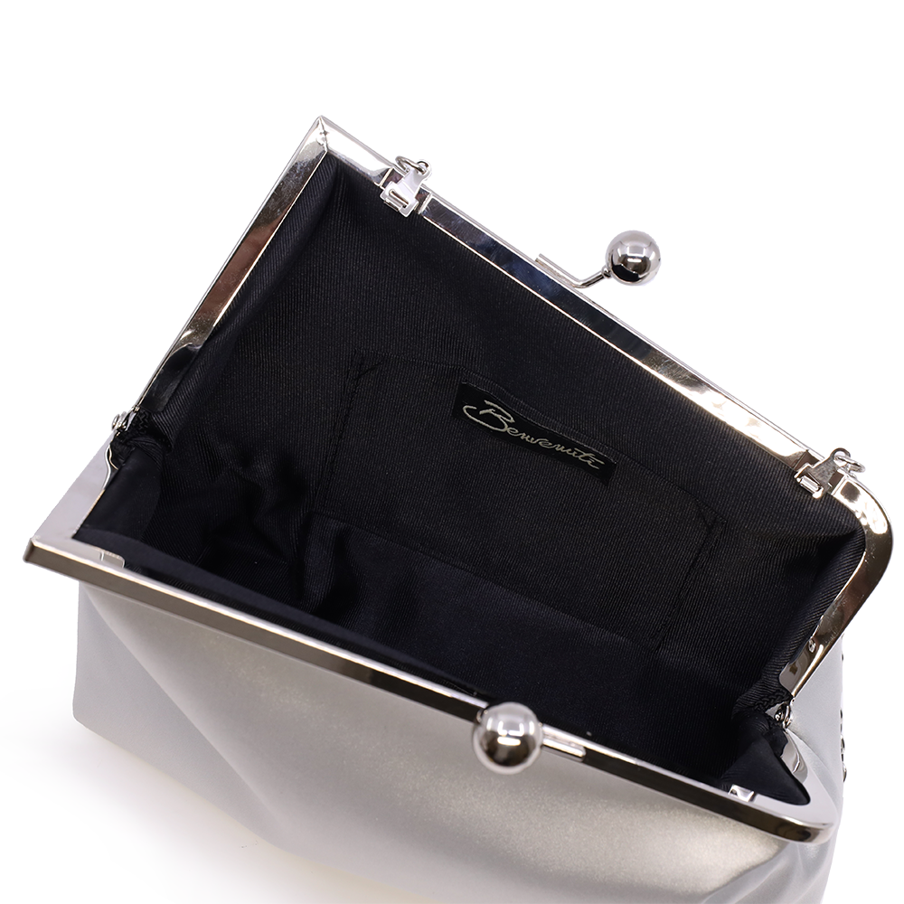 Benvenuti Poșetă tip clutch femei Benvenuti argintiu din satin ...