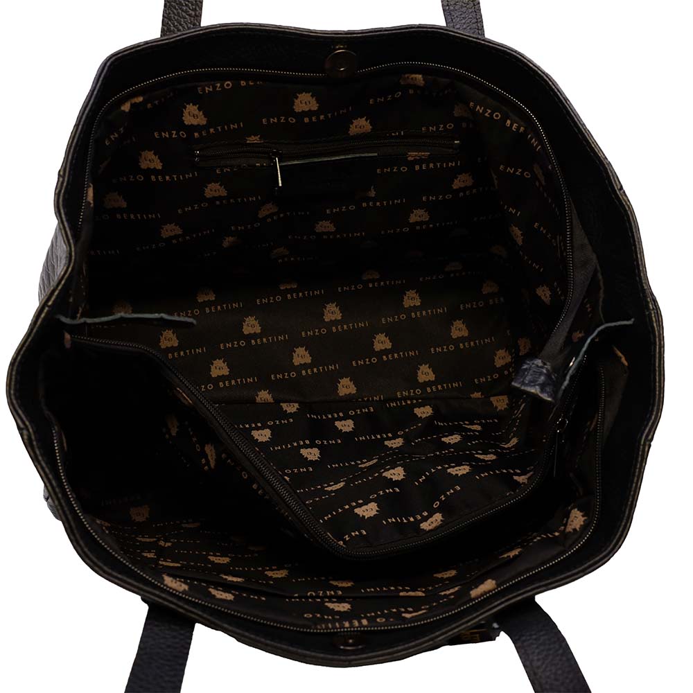 Enzo Bertini Sac cabas femme Enzo Bertini en cuir noir 154POSP3631N ...