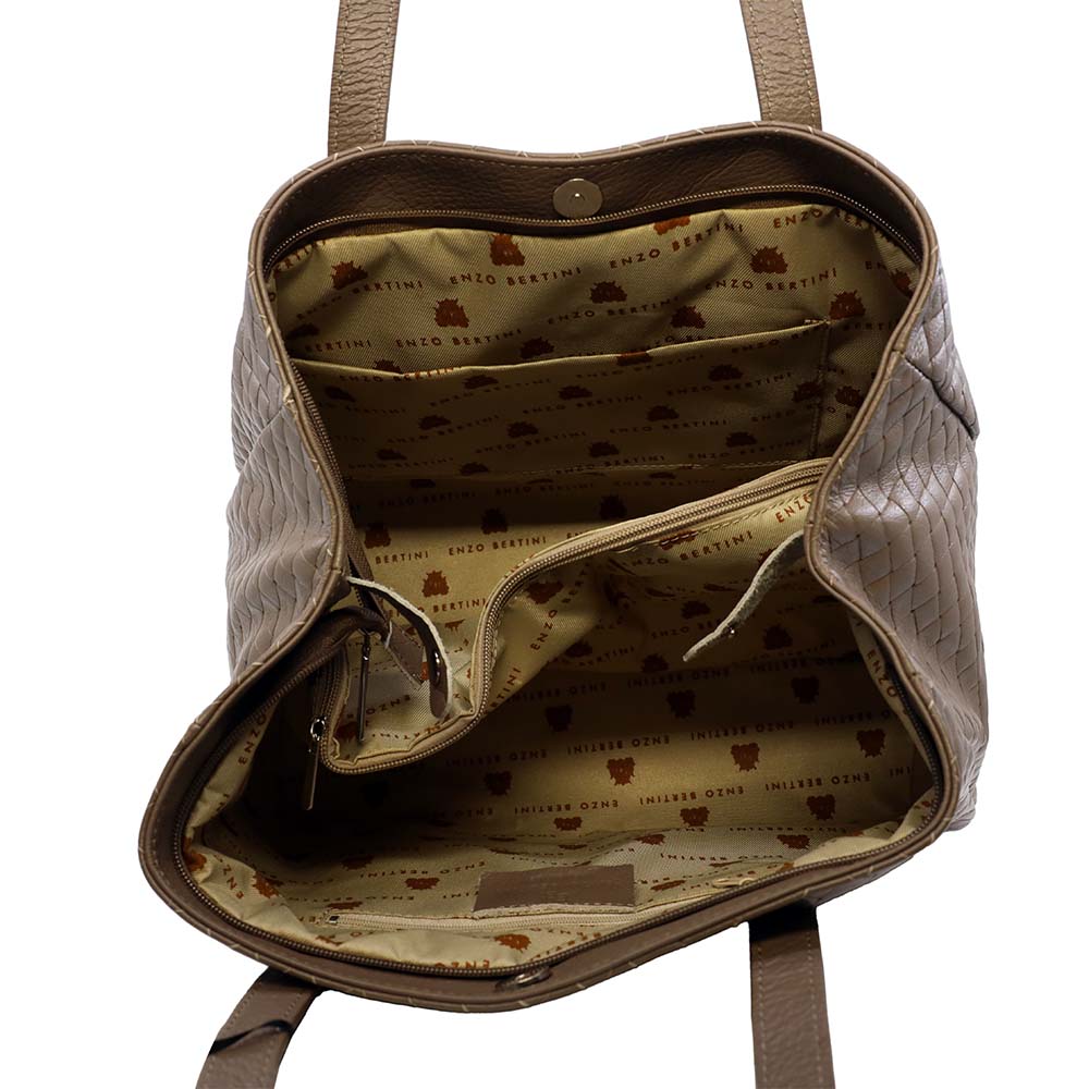 Enzo Bertini Sac cabas femme Enzo Bertini en cuir taupe 154POSP3631TA ...