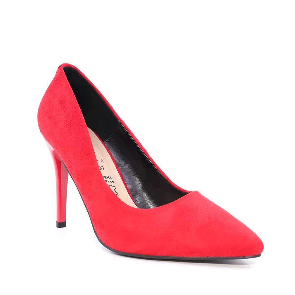 Solo Donna Pantofi stiletto femei Solo Donna roșii din velur sintetic ...