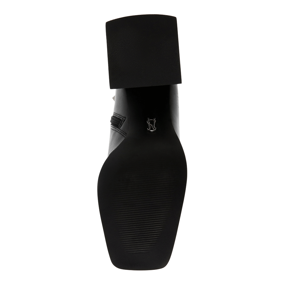 Steve Madden Women's black leather ankle boots with chunky heels by ...