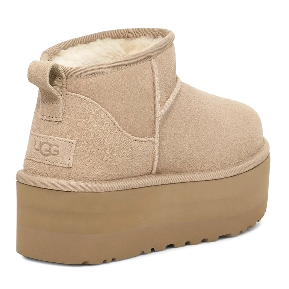 UGG Ghete femei UGG Classic Ultra Mini Platform Sand din piele întoarsă ...