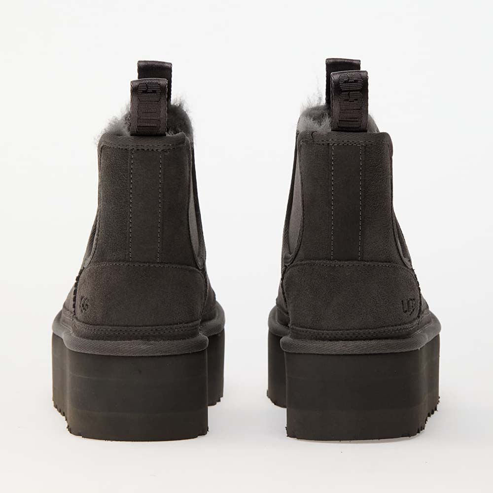 UGG Ghete femei UGG Neumel Platform Chelsea Grey din piele întoarsă ...