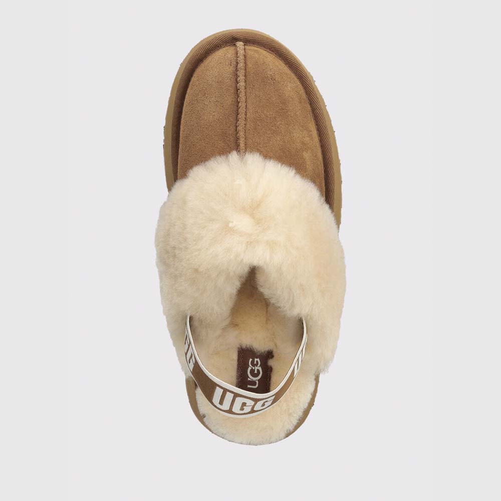 UGG Saboți îmblăniți femei UGG Funkette Chestnut din piele întoarsă ...